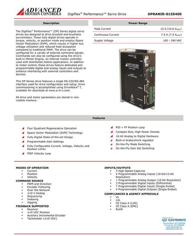 Advanced motion controls dpranir 015s400 | PDF