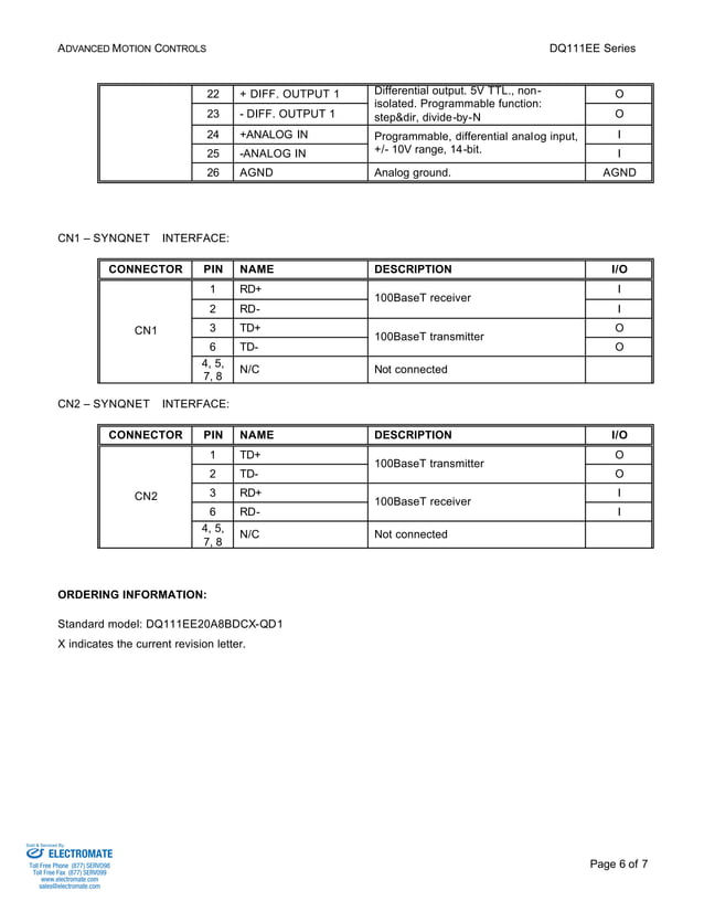 Advanced motion controls dq111ee20a8bdc qd1 | PDF