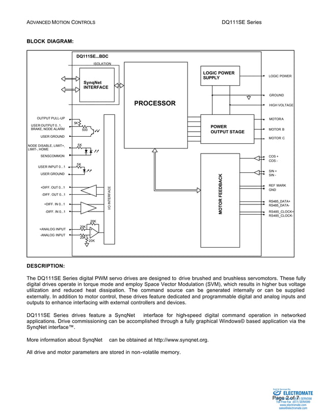 Advanced motion controls dq111se20a8bdc | PDF