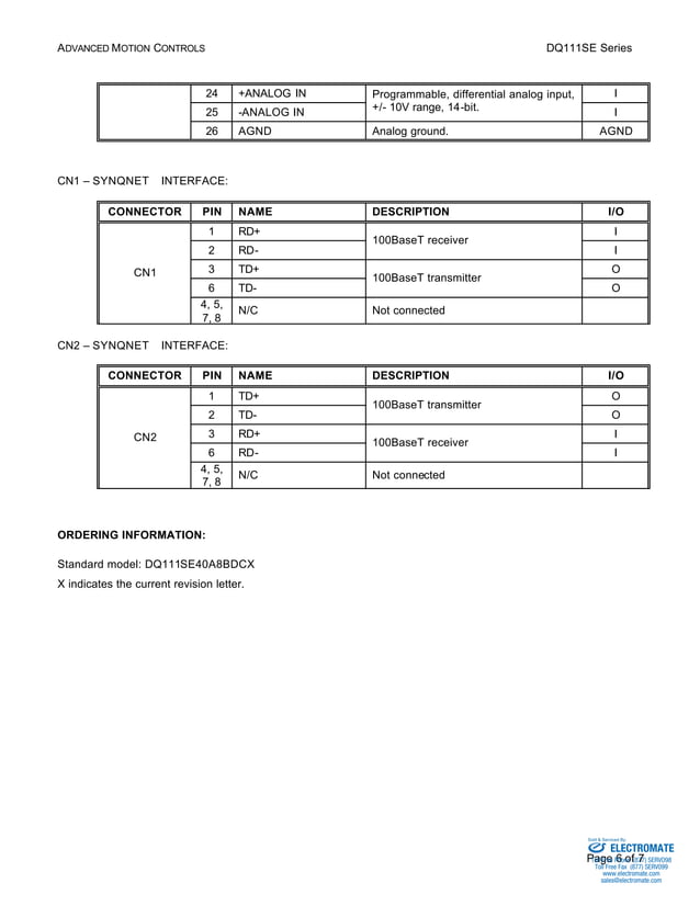 Advanced motion controls dq111se40a8bdc | PDF