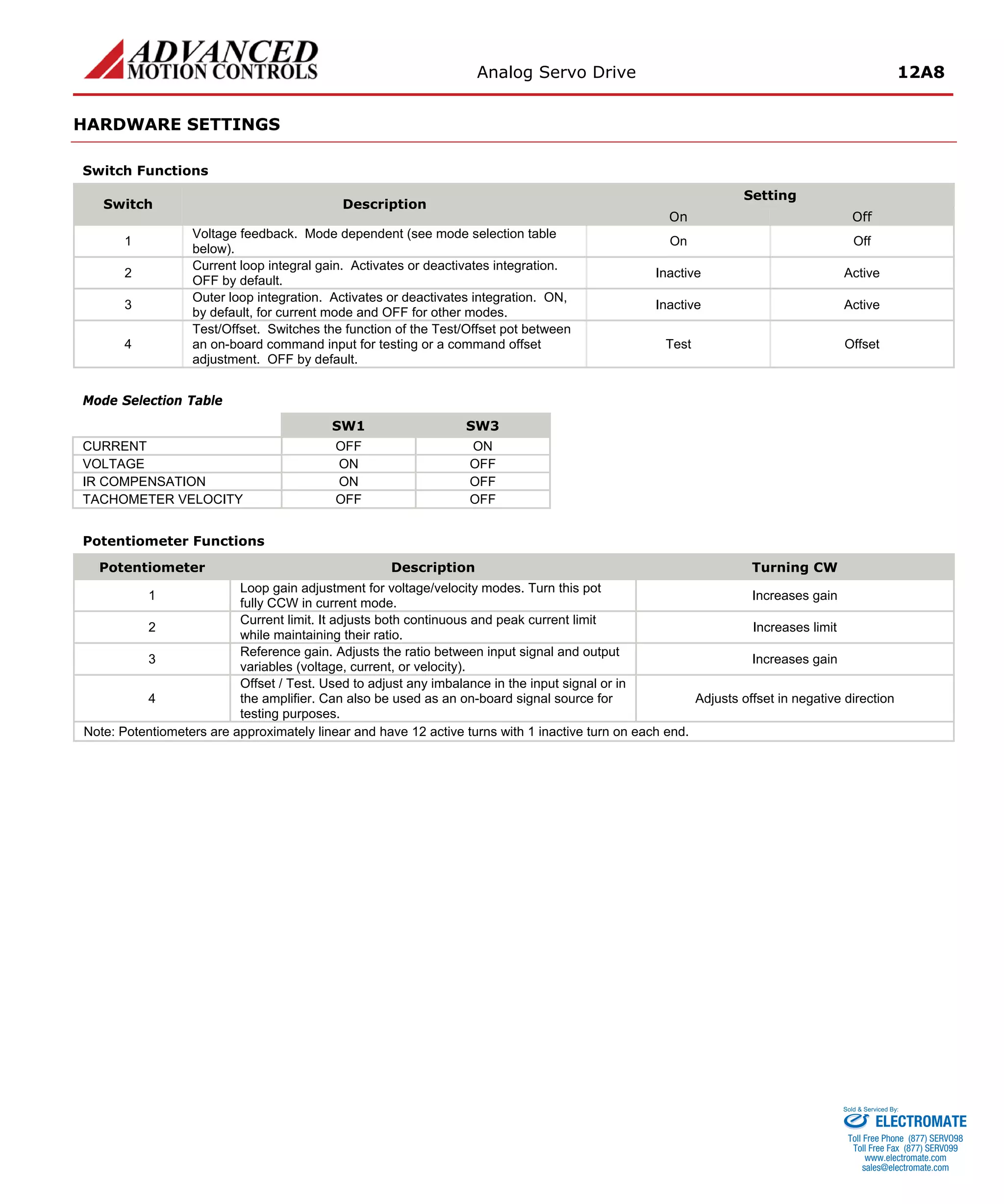 Advanced motions controls 12a8 | PDF