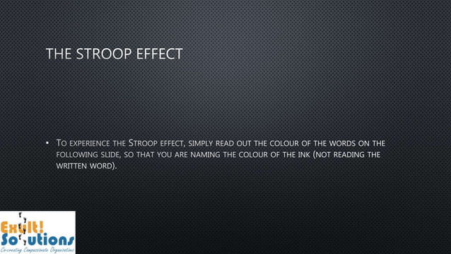 Advanced NLP Series Part- 6 : The Stroop Effect by Ms. Rukmni Iyer | PPTX