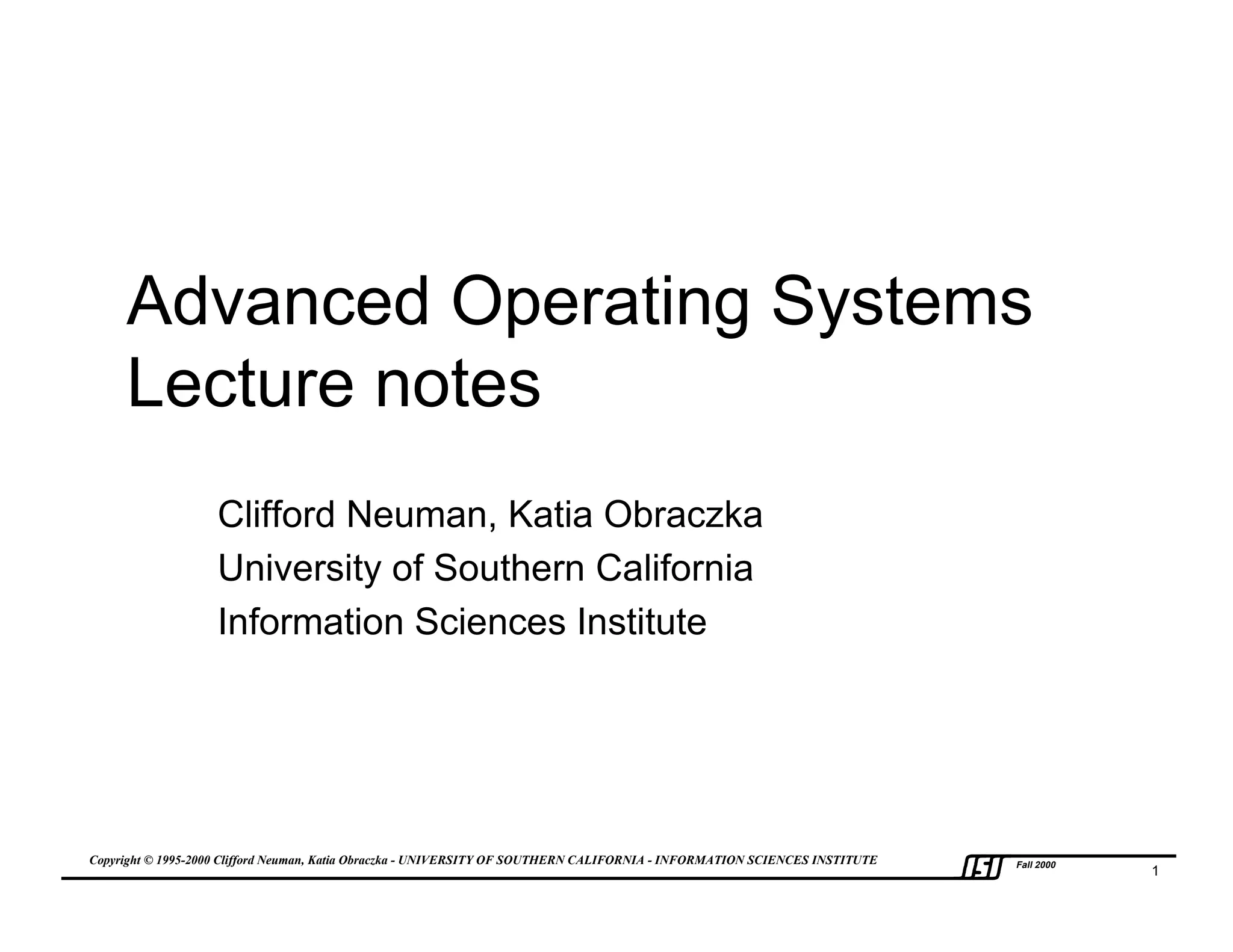 Advanced operating systems | PDF