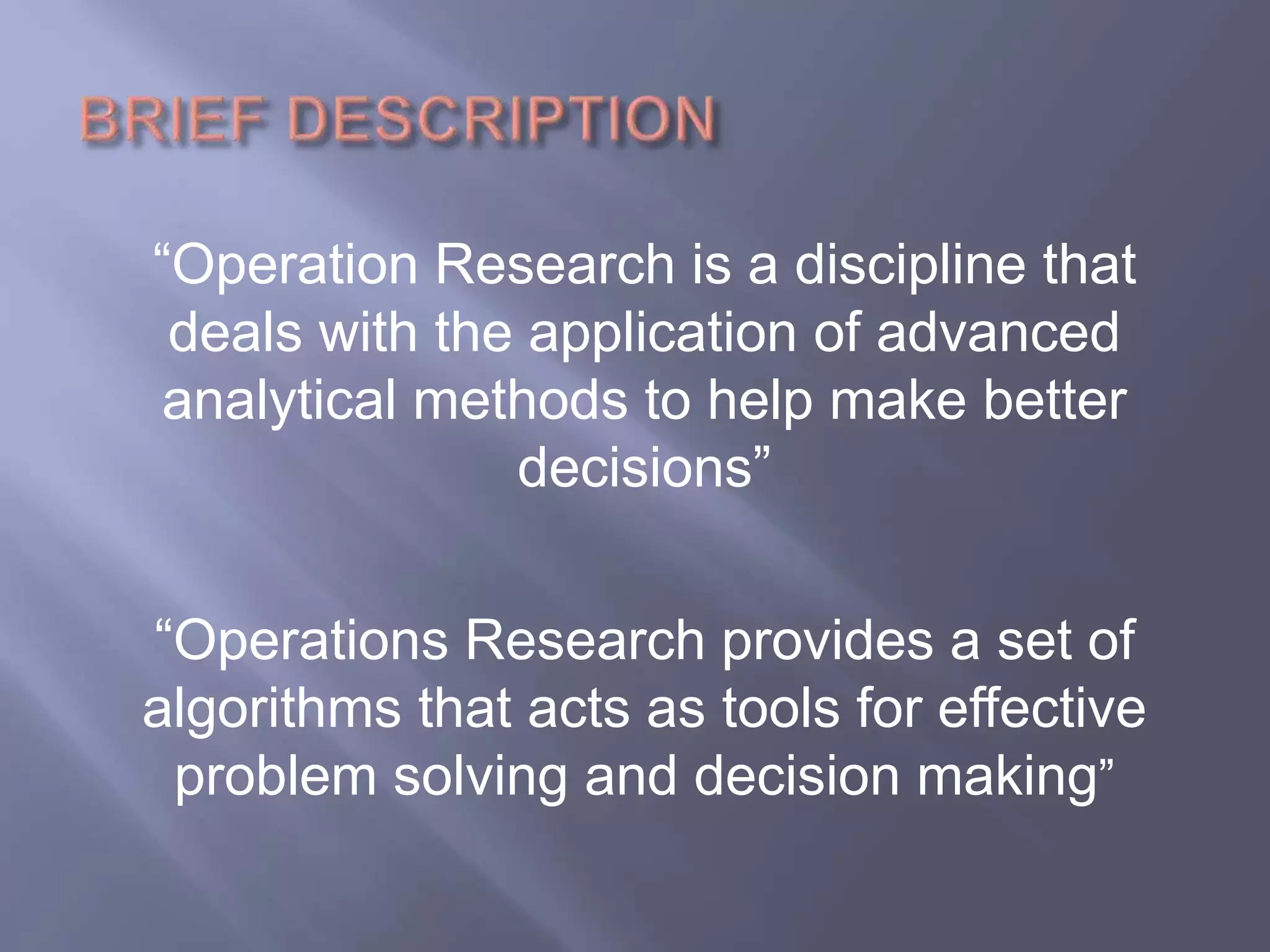 Advanced operation research | PPT