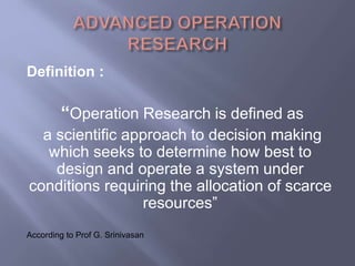 Advanced operation research | PPT