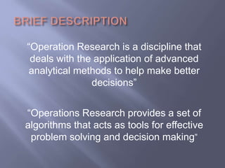 Advanced operation research | PPT