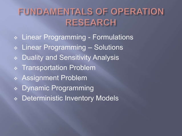 Advanced operation research | PPT