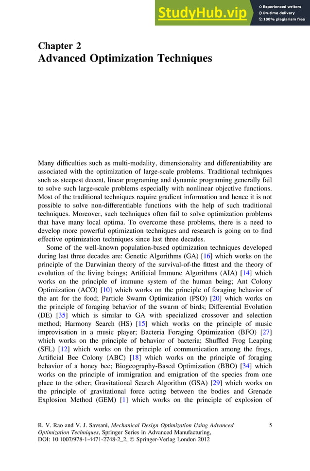 Advanced Optimization Techniques | PDF