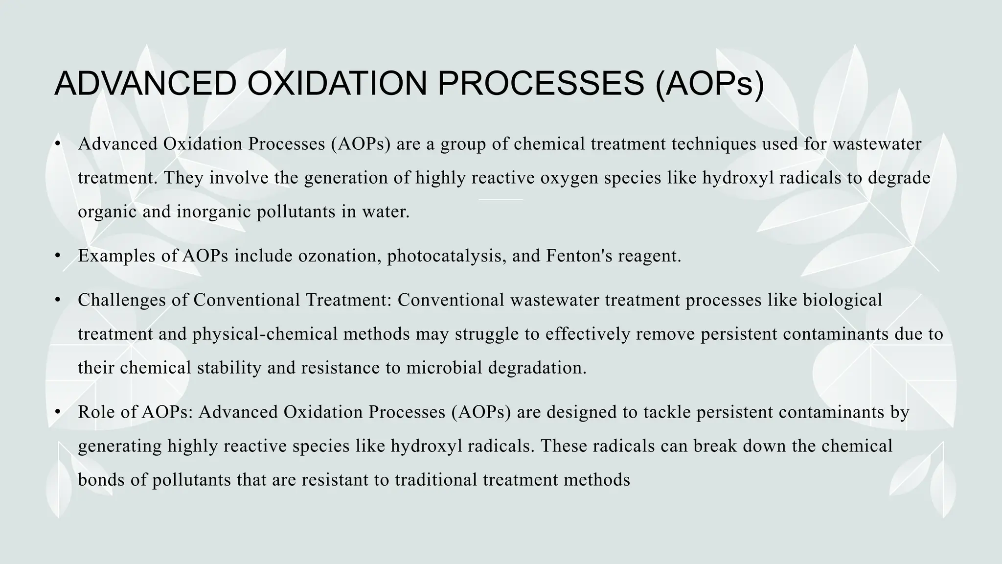 Advanced oxidative processes, reverse osmosis, ion exchange method | PPTX