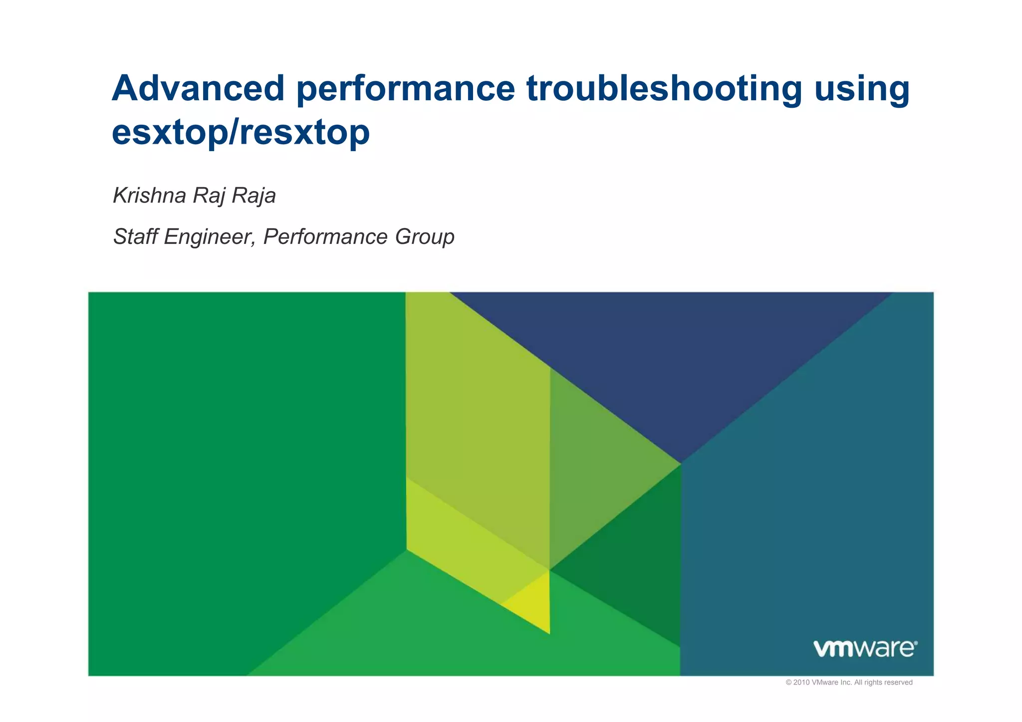 Advanced Performance Troubleshooting Using Esxtop Ppt