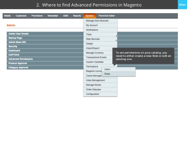 Magento extensions: Advanced permissions user manual by Aitoc