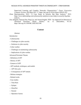 Advanced Persistent Threats in Cybersecurity – Cyber Warfare | PDF