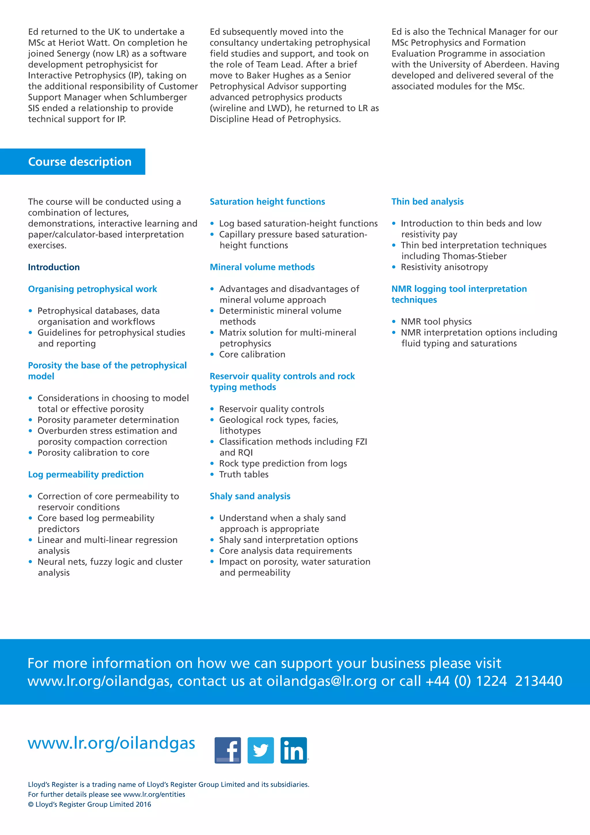 Advanced petrophysics factsheet 2017 | PDF