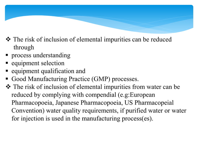 POTENTIAL SOURCES OF ELEMENTAL IMPURITIES | PPTX | Pharmaceutical ...