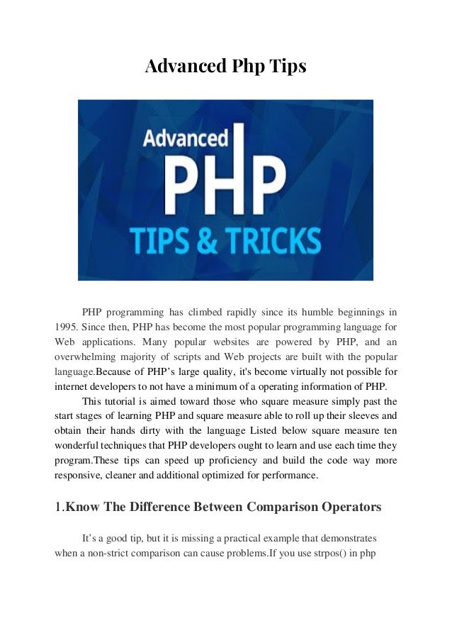 Advanced php tips Advanced php tips