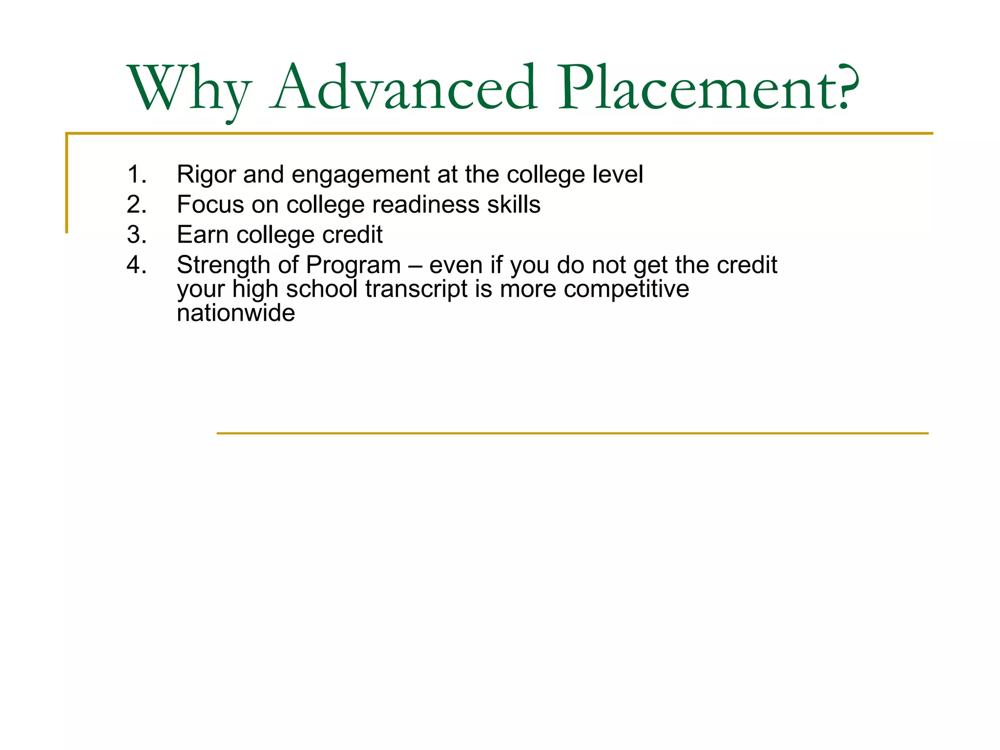 Advanced Placement Overview | PPT | Secondary Education | Education