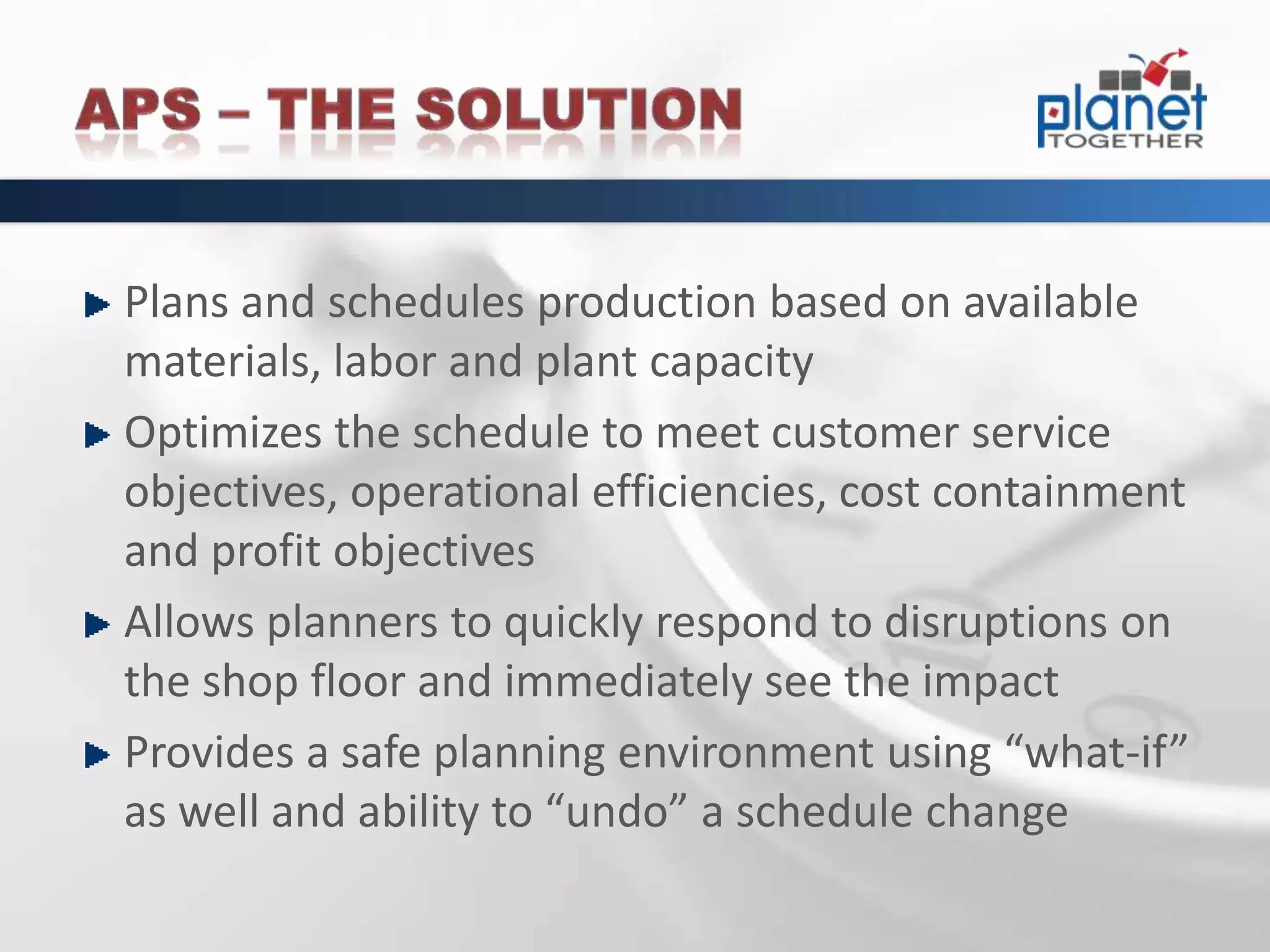 Advanced Planning And Scheduling Aps Overview | PPTX