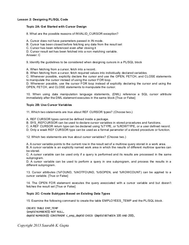 Advanced Plsql Mockassessment