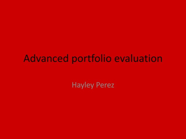 Advanced portfolio evaluation | PPTX