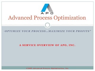 Advanced Process Optimization - Services | PPTX