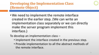 Remote Method Invocation, Advanced programming | PPT