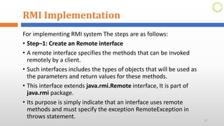 Remote Method Invocation, Advanced programming | PPT