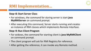 Remote Method Invocation, Advanced programming | PPT