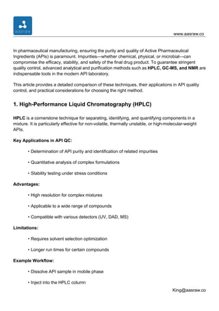 Advanced Purification Methods-HPLC, GC-MS & NMR Explained for API ...
