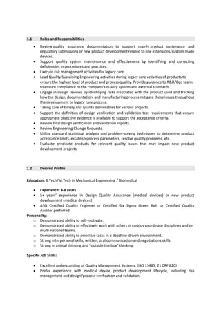 Hiring For Advanced Quality Engineer in Gurgaon | PDF