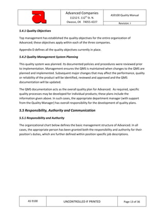 Advanced qualitymanual s9100 | PDF