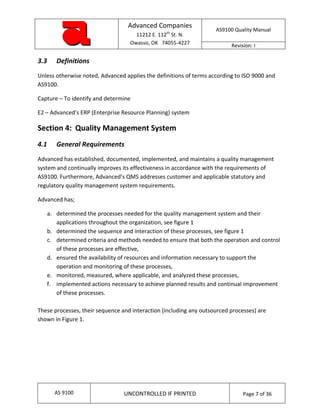 Advanced qualitymanual s9100 | PDF