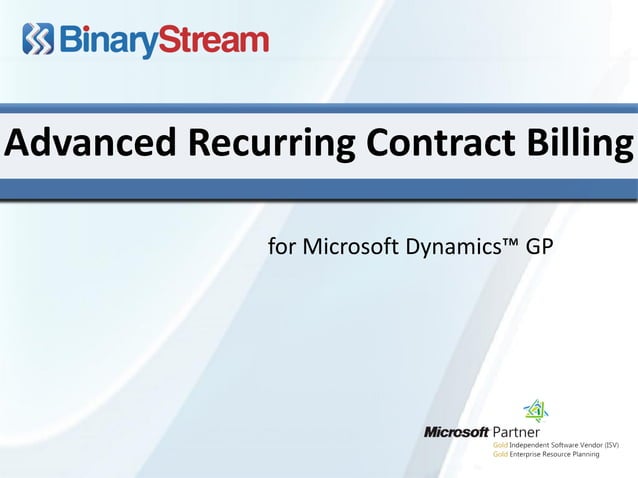 Advanced Recurring Contract Billing | PPT