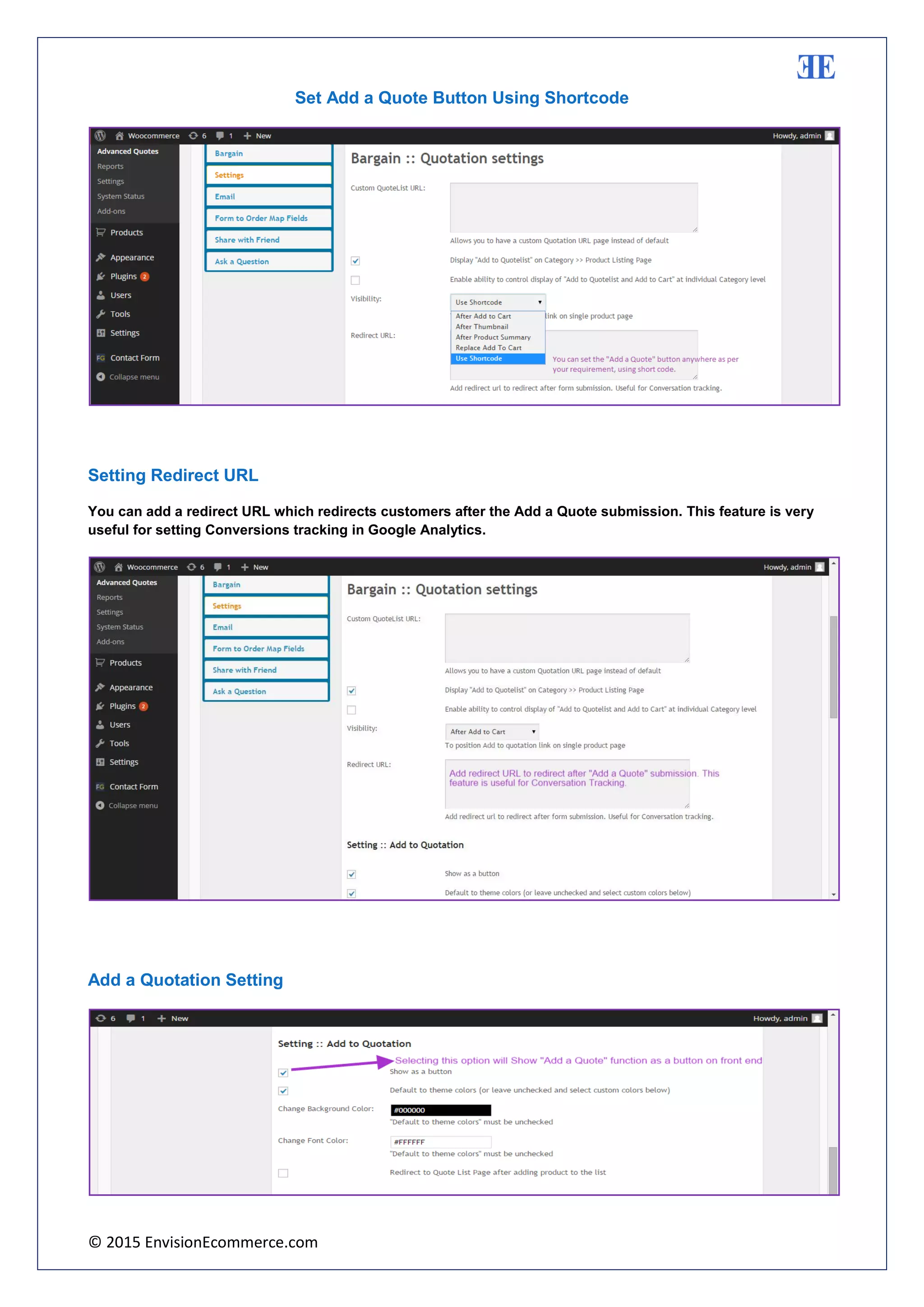 Advanced Request a Quote WooCommerce Extension Documentation | PDF | Email | Internet