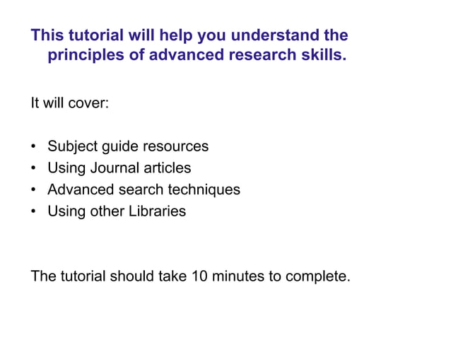 Advanced Research Skills | PPT
