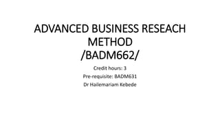 Advanced research method | PPTX