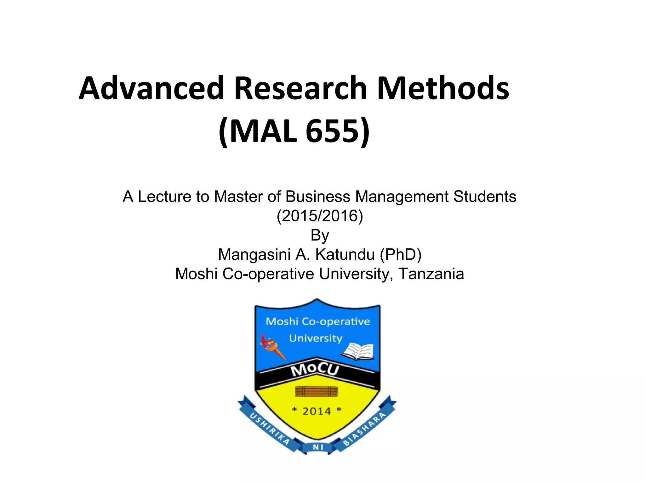 Advanced research methods (mal 655) | PPT