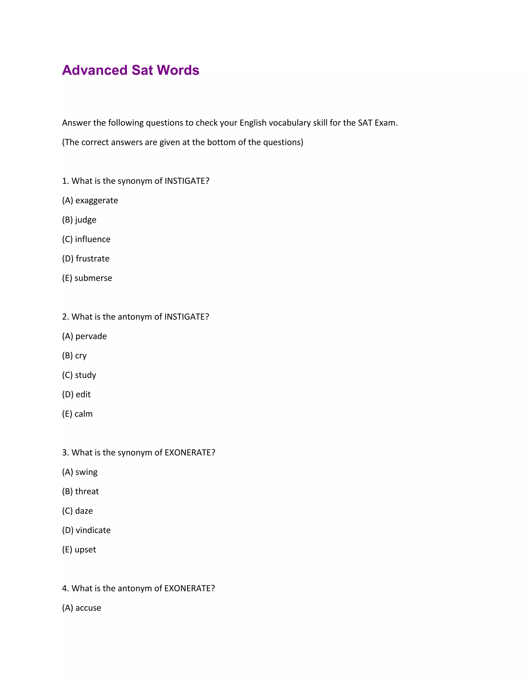 Advanced Sat Words | PDF