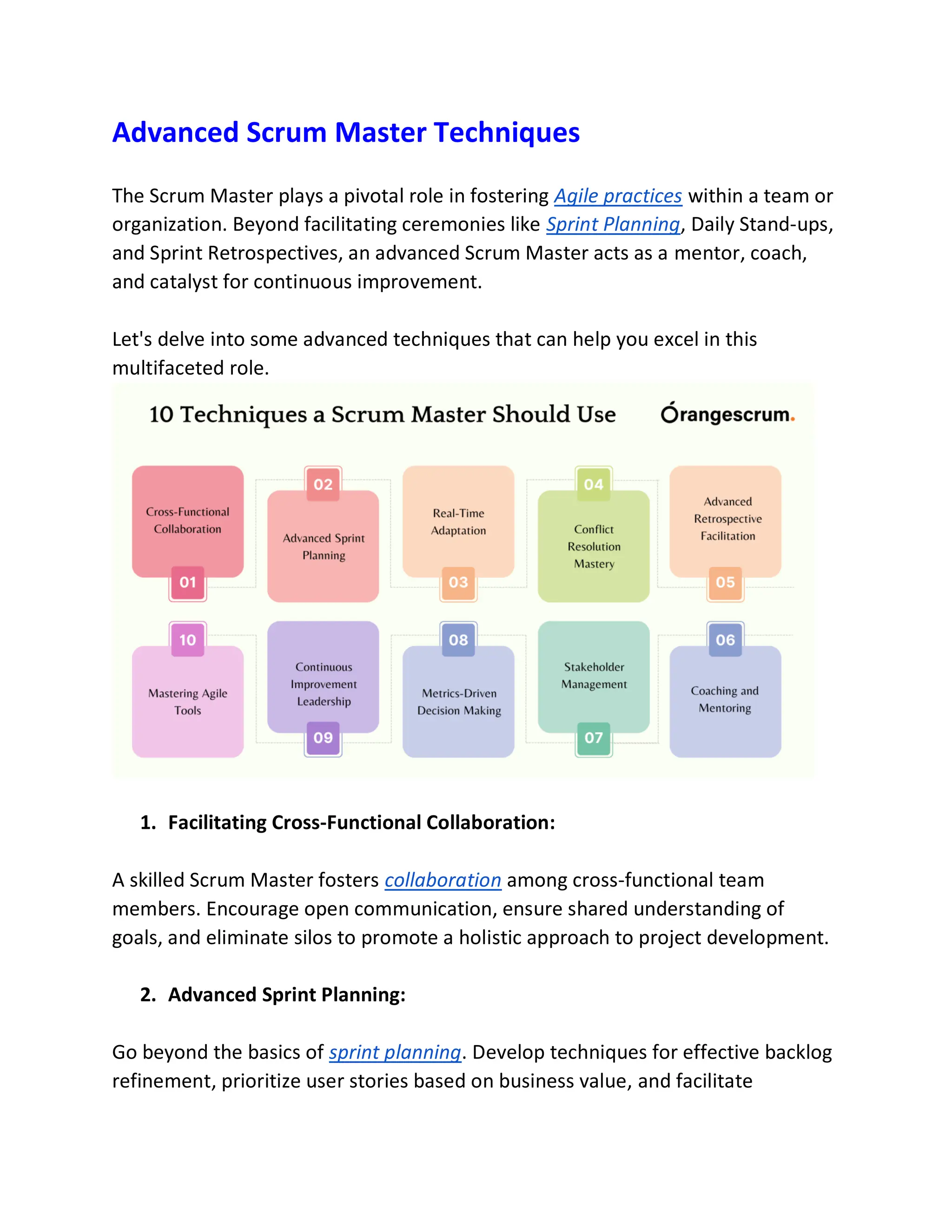 Advanced Scrum Master Techniques | Sprint Planning | PDF