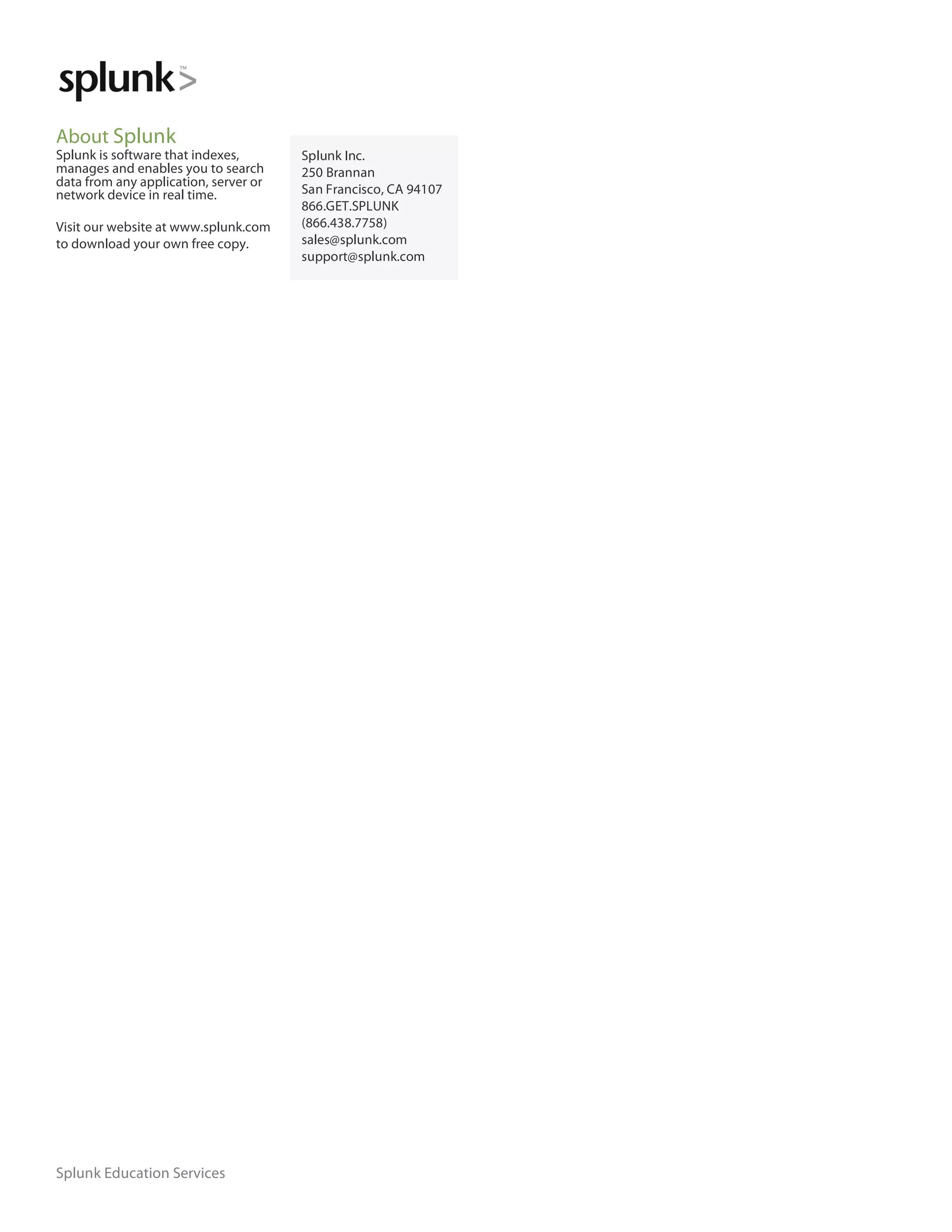 Splunk Advanced searching and reporting Class description | PDF