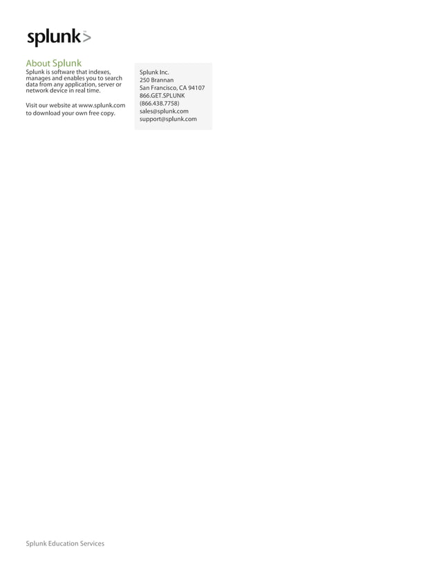 Splunk Advanced searching and reporting Class description | PDF