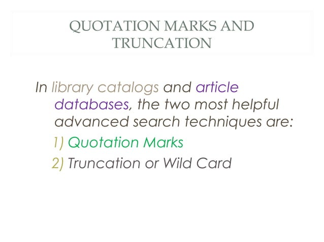 Database Search Techniques | PPT