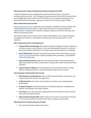 Advanced Security Training A Comprehensive Guide to Elevating Your ...