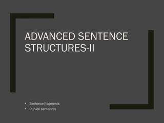 Advanced Sentence Structure of Functional English | PPTX