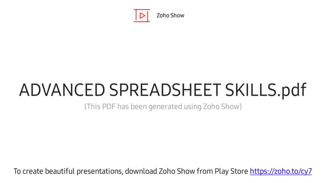 ADVANCED SPREADSHEET SKILLS | PDF