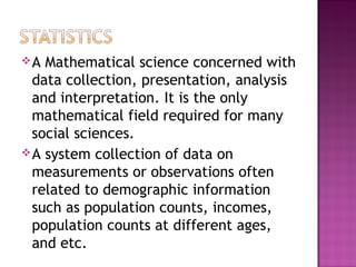 Advanced statistics Lesson 1 | PPT