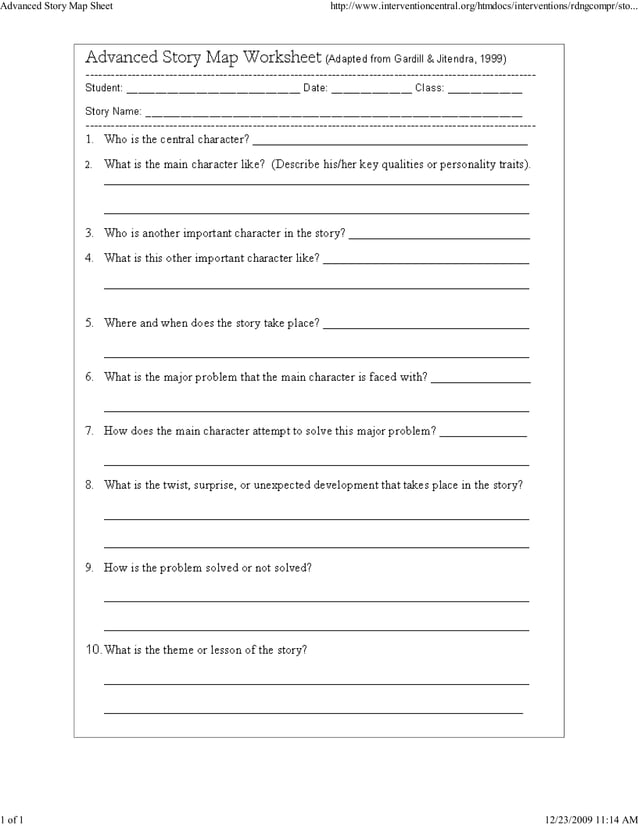 Advanced story map_worksheet | PDF