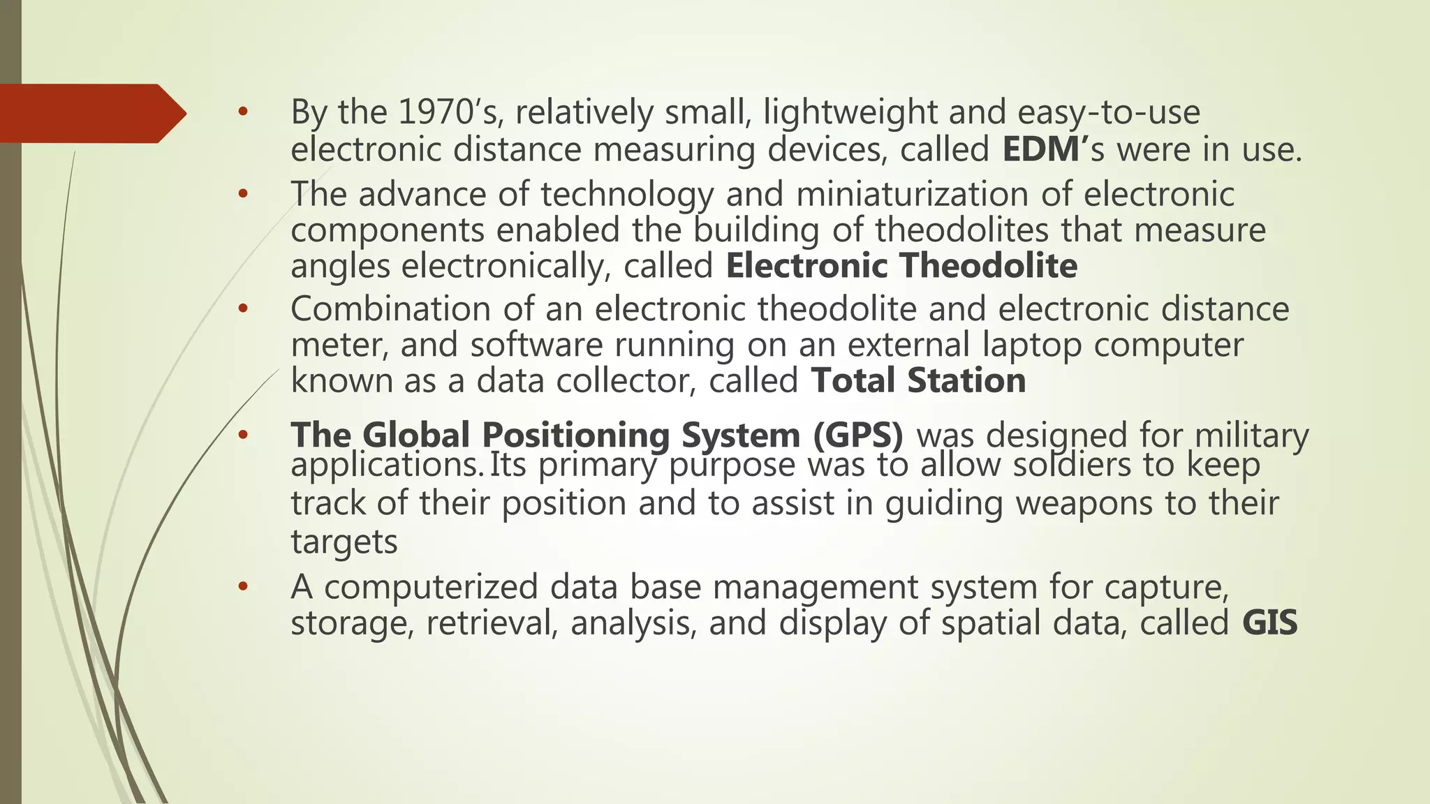 Advanced surveying instruments | PPTX