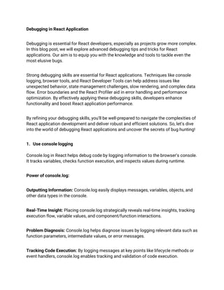 Advanced Tips and Tricks for Debugging React Applications | PDF | Web Development | Internet