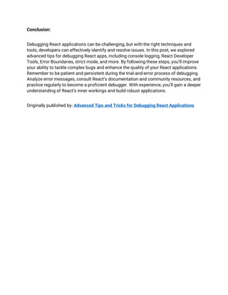 Advanced Tips And Tricks For Debugging React Applications Pdf