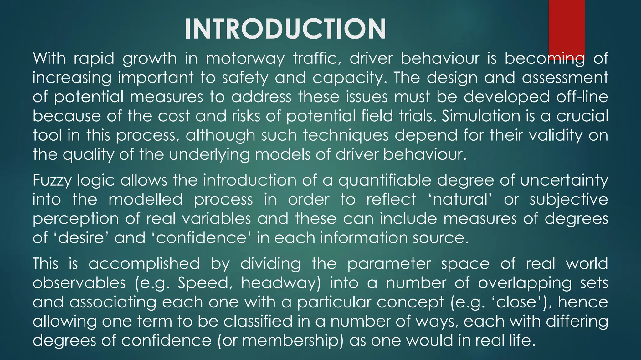 IDENTIFICATION OF RANGE OF THRESHOLDS FOR FUZZY INPUTS IN TRAFFIC FLOW CIV8331 | PDF